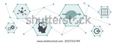 연결된 아이콘을 통한 심층 학습 개념 스톡 일러스트 2033762789
