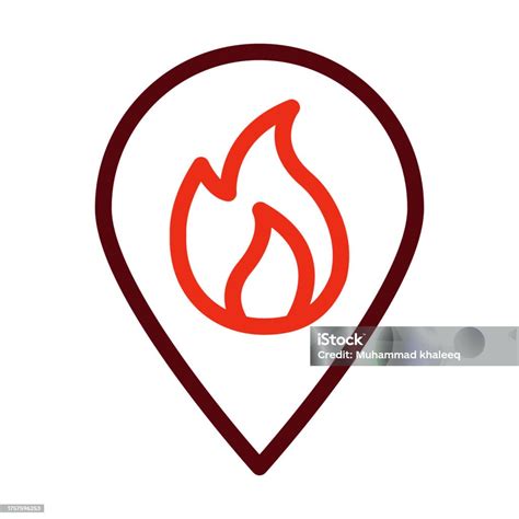 화재 위치 벡터 굵은 선 개인 및 상업적 사용을 위한 두 가지 색상 아이콘 0명에 대한 스톡 벡터 아트 및 기타 이미지 0명