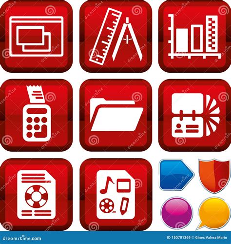 Sistema De Iconos De Los Datos En Los Botones Cuadrados Estilo Geom
