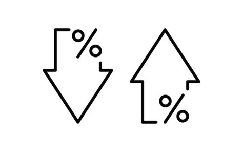 Premium Vector Percentage Arrow Up And Down Icon Percent Line Icon Price Increase Decrease