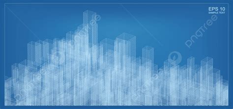 Abstract 3d Perspective Render Of Building Wireframe Background