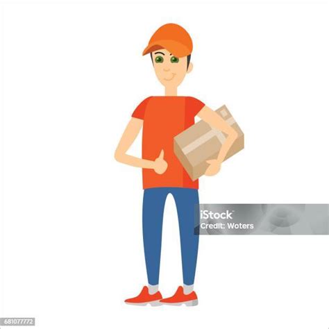 배달 택배 사람 상자 흰색 배경에 고립의 벡터 일러스트 레이 션 개체 그룹에 대한 스톡 벡터 아트 및 기타 이미지 개체 그룹