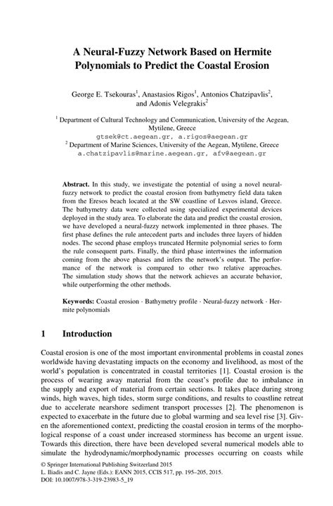 Pdf A Neural Fuzzy Network Based On Hermite Polynomials To Predict The Coast Erosion