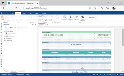 Editing A Report Template In The Designer Samples