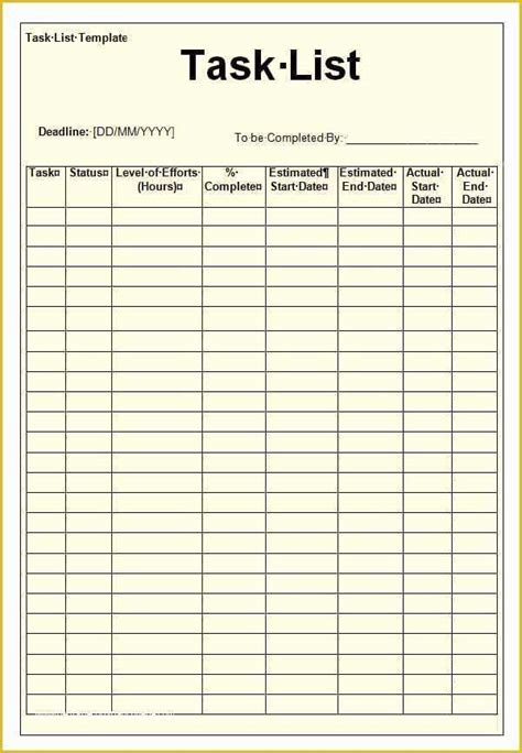 Free Task Template Of 12 Task List Templates Word Excel Pdf Formats Heritagechristiancollege