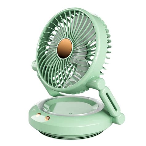 회전식 Led 야간 조명 데스크탑 접이식 팬 휴대용 무성 벽 팬 크기 충전 모델녹색