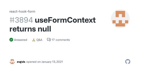 Useformcontext Returns Null · React Hook Form · Discussion 3894 · Github