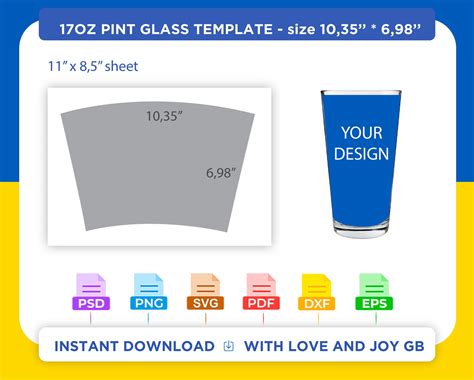 Pint Glass Template Png Svg Dxf Eps Label Wrapper Etsy Uk