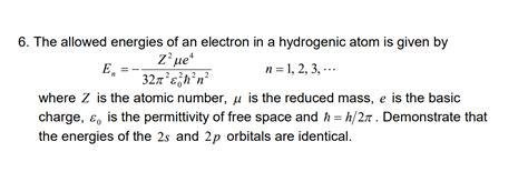 The Allowed Energies Of An Electron In A Hydrogenic