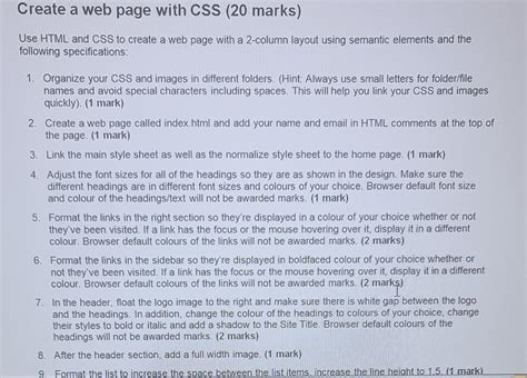Use HTML And CSS To Create A Web Page With A 2 Column Chegg