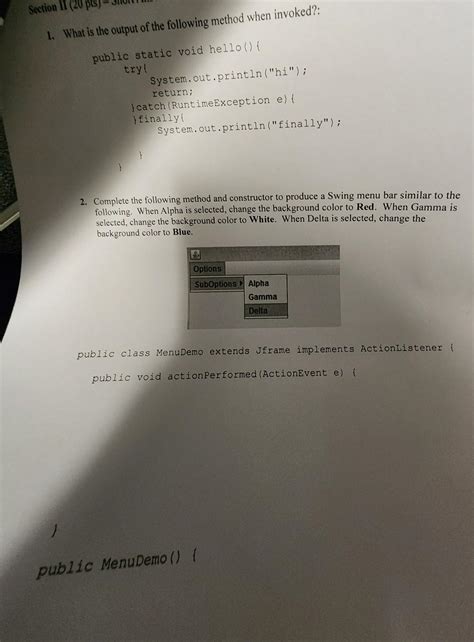 Solved What Is The Output Of The Following Method When Chegg