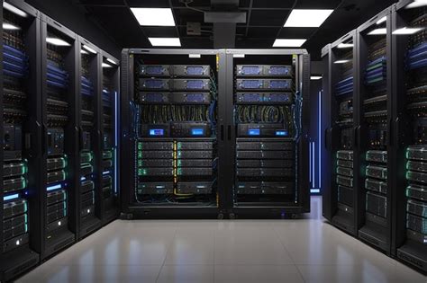 Premium AI Image Rackmount LED Console In Server Room Data Center