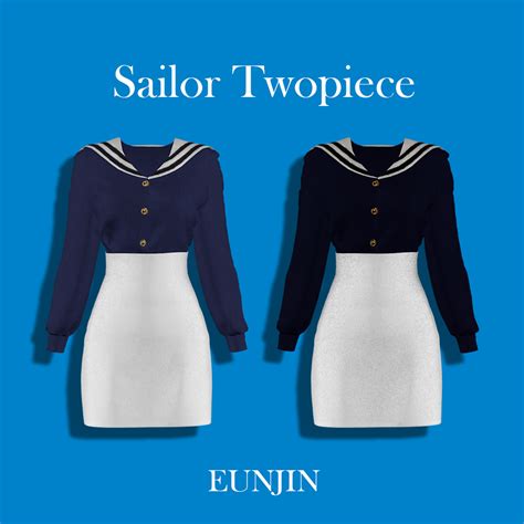 Eunjin Sailor Twopiece Eunjinsims4 In 2024 Sims 4 Waitress Outfit Sims