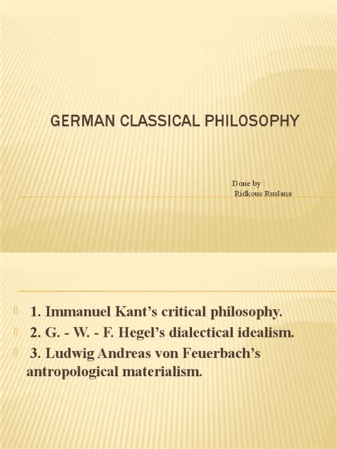 An Analysis Of Key Figures And Ideas In German Classical Philosophy Pdf Immanuel Kant