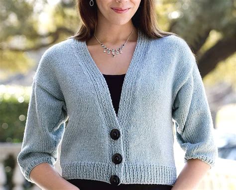 Cropped Cardigan Easy Knitting Pattern Womens Spring Tops Lovely Casual Jacket Pdf