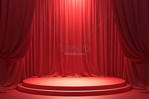 커튼이있는 빨간 무대
