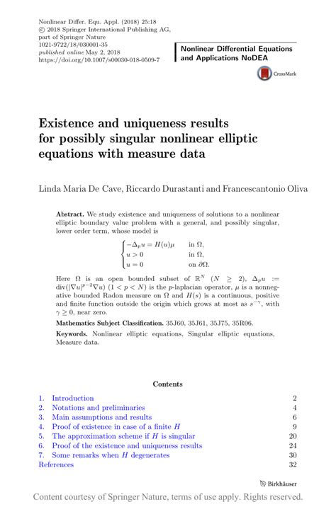Existence And Uniqueness Results For Possibly Singular Nonlinear
