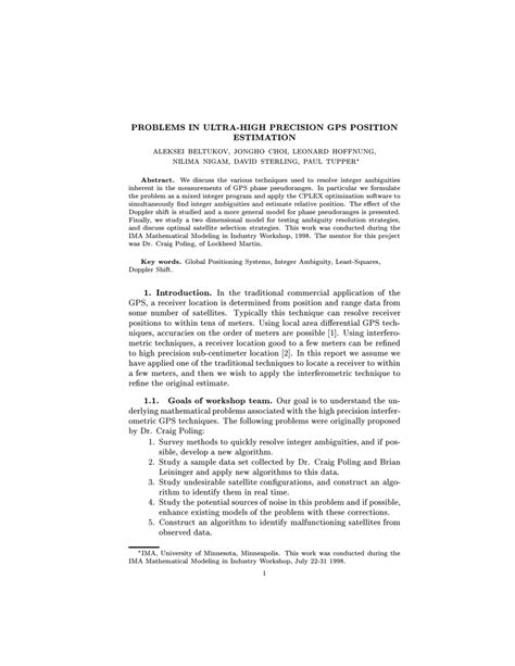 pdf problems in ultra high precision gps position estimation
