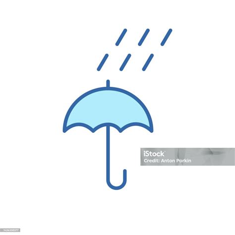 우산 라인 아이콘입니다 비 개념 색상 선형 픽토그램 비로부터 우산 보호 개요 아이콘 편집 가능한 스트로크 격리된 벡터 일러스트 레이 션 경호에 대한 스톡 벡터 아트 및 기타