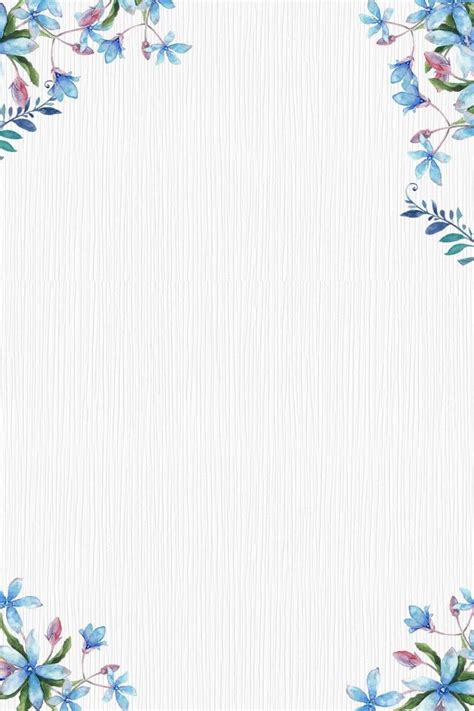 Blue Flowers And Green Leaves On A White Background
