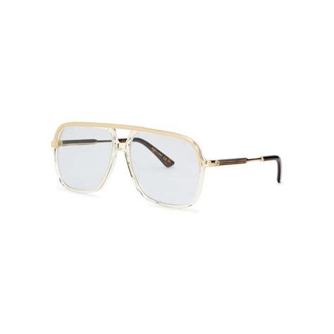 Gucci Pale Yellow Aviator Style Sunglasses