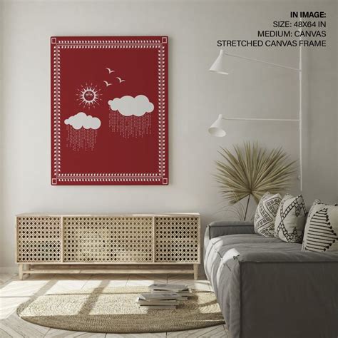 Warli Painting Of Sun And Clouds In Rainy Season Wall Art Hanging