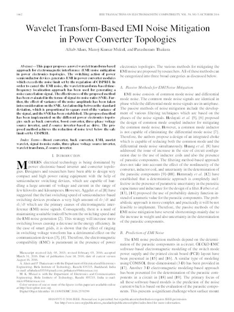 pdf wavelet transform based emi noise mitigation in power converter