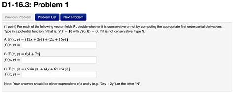 solved 1 point for each of the following vector fields f