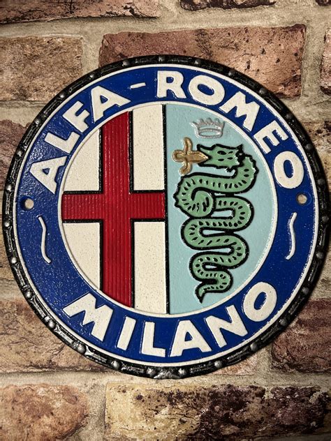 Alfa Romeo Cast Iron Wall Plaque Sign Then Retro