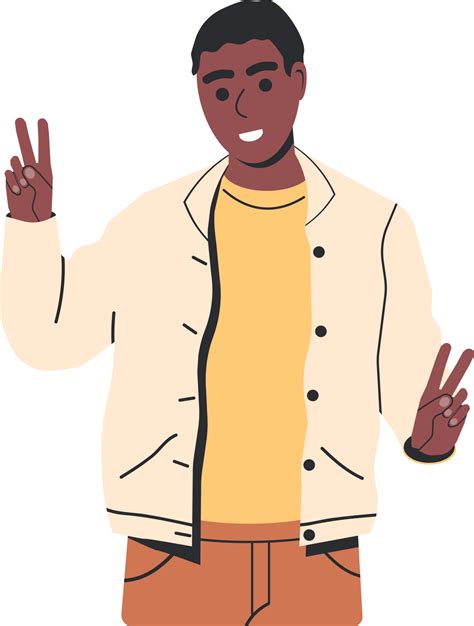 Cheerful Man Showing Peace Gesture With Fingers 35715526 Png