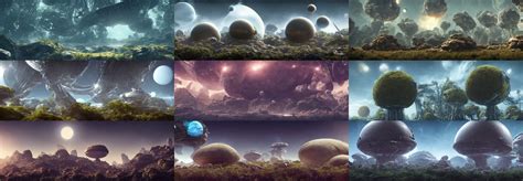 Alien Planet With Metallic Megastructure Octane Stable Diffusion