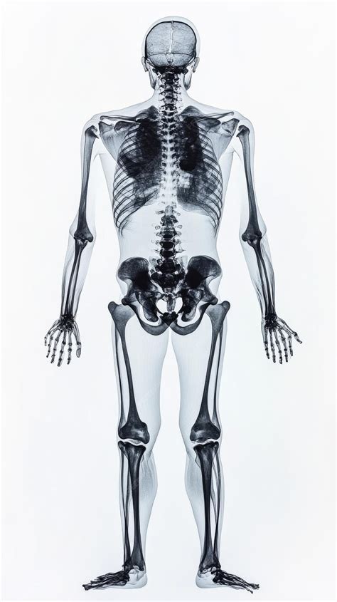 人體骨架解剖學的插圖 骨架結構的詳細x線圖 Premium Ai Generated Image