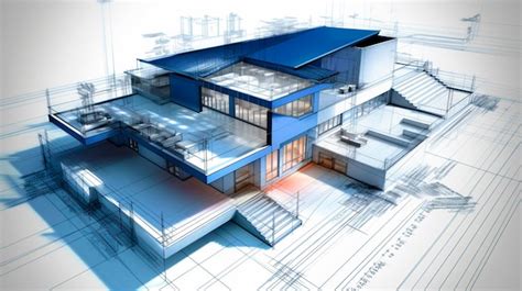 Building Project Plan Blueprint Of A Modern House Designed Using Generative Ai Premium Ai