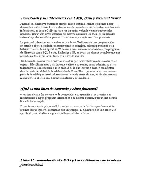Powershell Y Sus Diferencias Con Cmd Pdf