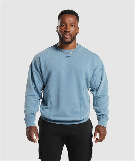 Gymshark Heritage Washed Crew Faded Blue Gymshark