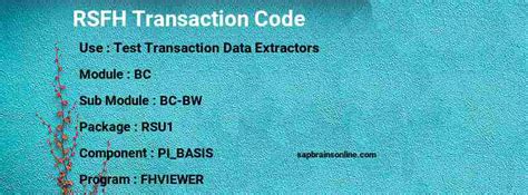 RSFH SAP Tcode For Test Transaction Data Extractors