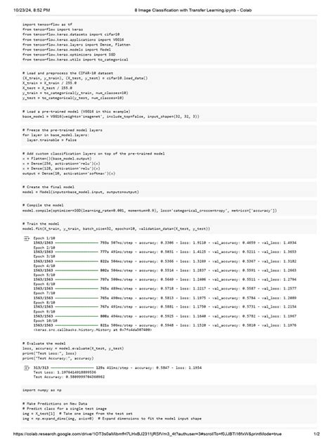 8 image classification with transfer learning ipynb colab pdf