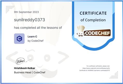 Sunil Reddy On Linkedin Completed All The Lessons Of Learn C By Codechef