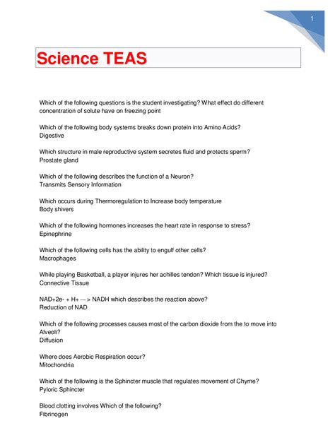 Science Teas Question And 100 Correct Answers Docsity