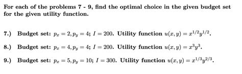 solved for each of the problems 7 9 find the optimal