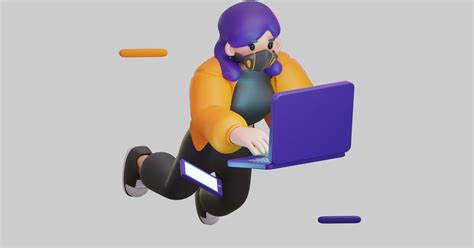 Techie Cartoon Character With Laptop 3d Incl Cartoon And Fashion Envato