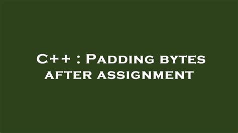 C Padding Bytes After Assignment Youtube
