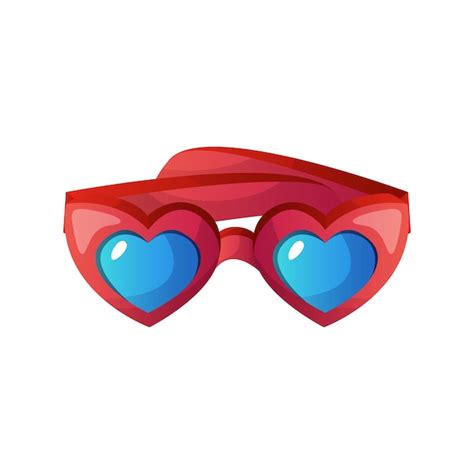 Premium Vector A Red Heart Shaped Sunglasses With Blue Hearts And The