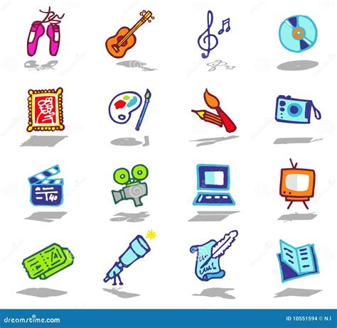 Iconos De Los Artes Fijados Ilustración Del Vector Ilustración De