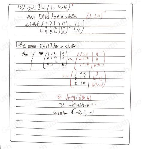solved le a beginpmatrix 1and0and3 4and1and12 4and3and12endpmatrix and a