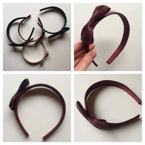 Dark Red Bow Headband Leather Headband Adult Headband Womens