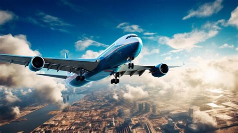 Premium Ai Image Commercial Plane Flying Over The Sky