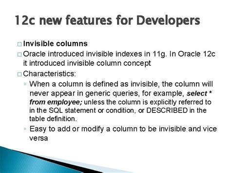 Oracle Database 12 C New Features Oracle Database