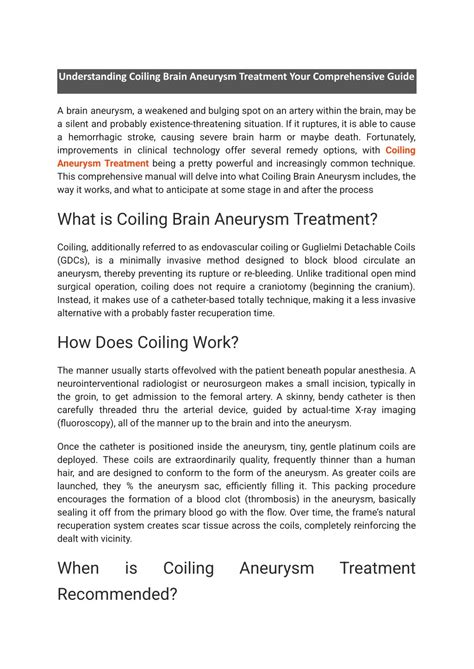 Ppt Understanding Coiling Brain Aneurysm Treatment Your Comprehensive