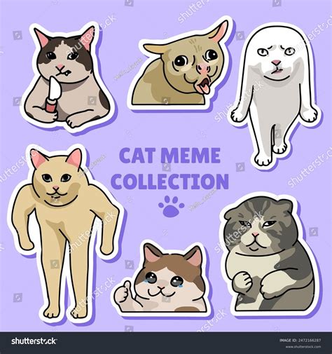 Cat Meme Sticker Illustration Vector Design Stock Vector Royalty Free